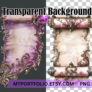 Fantasy Scroll Clipart Parchment Scroll Graphic Transparent Commercial ...