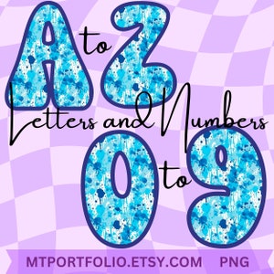 Blue White Paint Splatter Alphabet PNG Individual Letters and Numbers ...