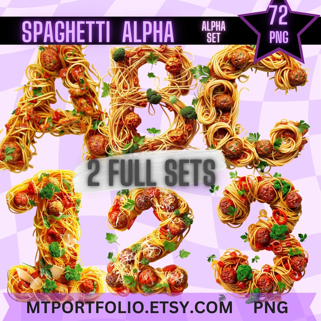 Spaghetti Alphabet PNG Pasta Menu Individual Letters Numbers Clipart ...
