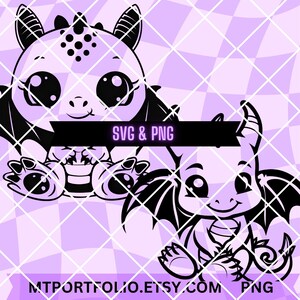 Cute Dragon Chibi SVG Bundle Kawaii PNG Cut Files Craft Making, Cut ...