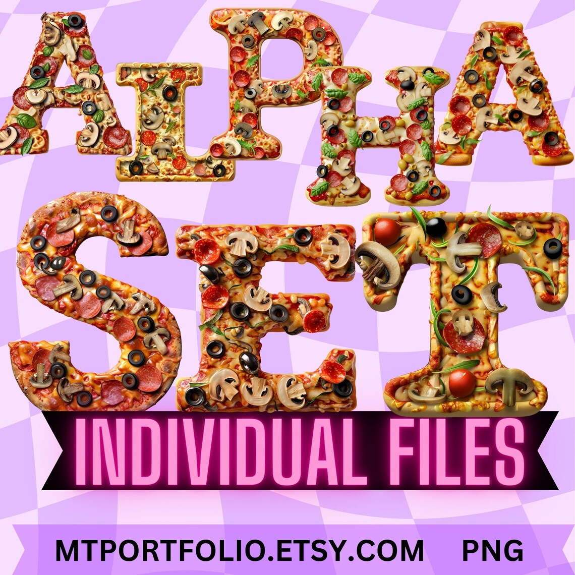 Pizza Party Alphabet PNG Pizza Individual Letters and Numbers Clipart ...