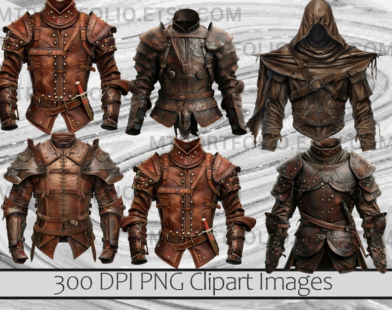 Leather Armor Clipart Cosplay Chest Armor PNG Bundle Medieval Armor ...