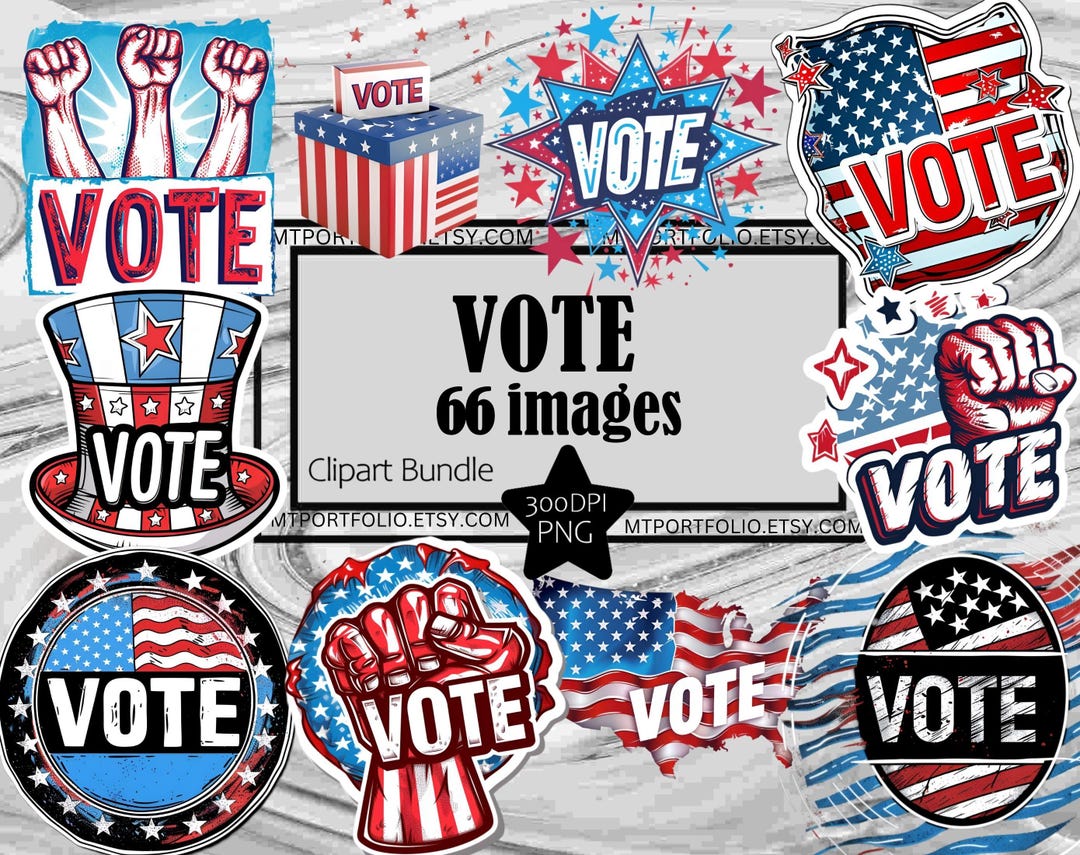 VOTE Clipart USA Election Clipart Politics Red White Blue Bundle PNG ...