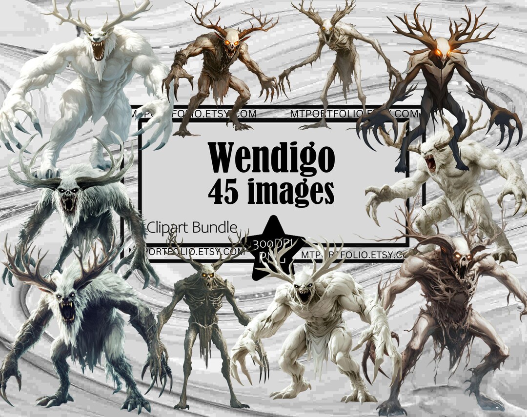 Wendigo Cryptid Clipart Classic Monster PNG Bundle PNG Graphics ...