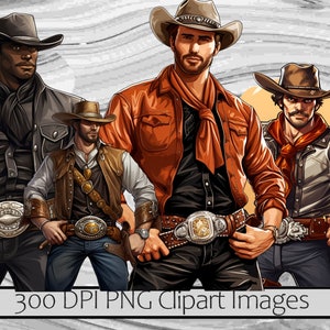 Wild West Cowboy Clipart Cowboy Sublimation PNG Bundle Cowboys Wrap ...