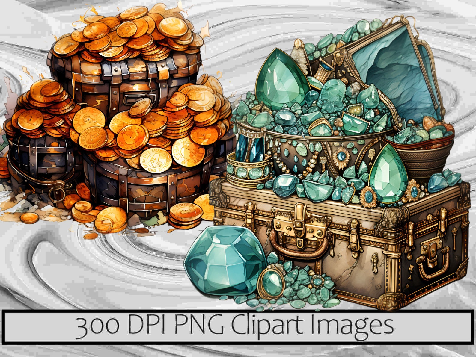 Pirate Treasure Chest PNG Stacks Gold and Jewels Pirate Booty Clipart ...