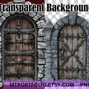 Stone Door Clipart Castle Door PNG Bundle Medieval Graphics Transparent ...