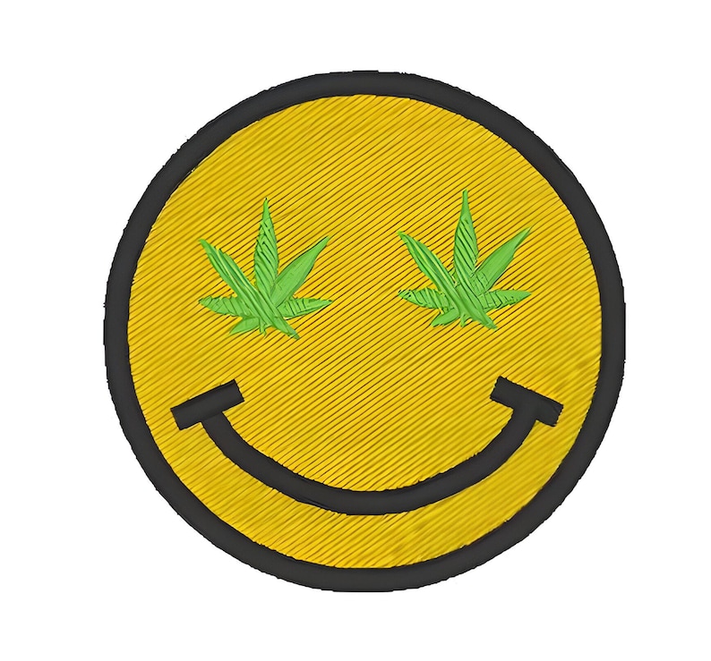 Pot Leaf Smile Happy Face Embroidery Design PES File Pattern 4 Inch ...
