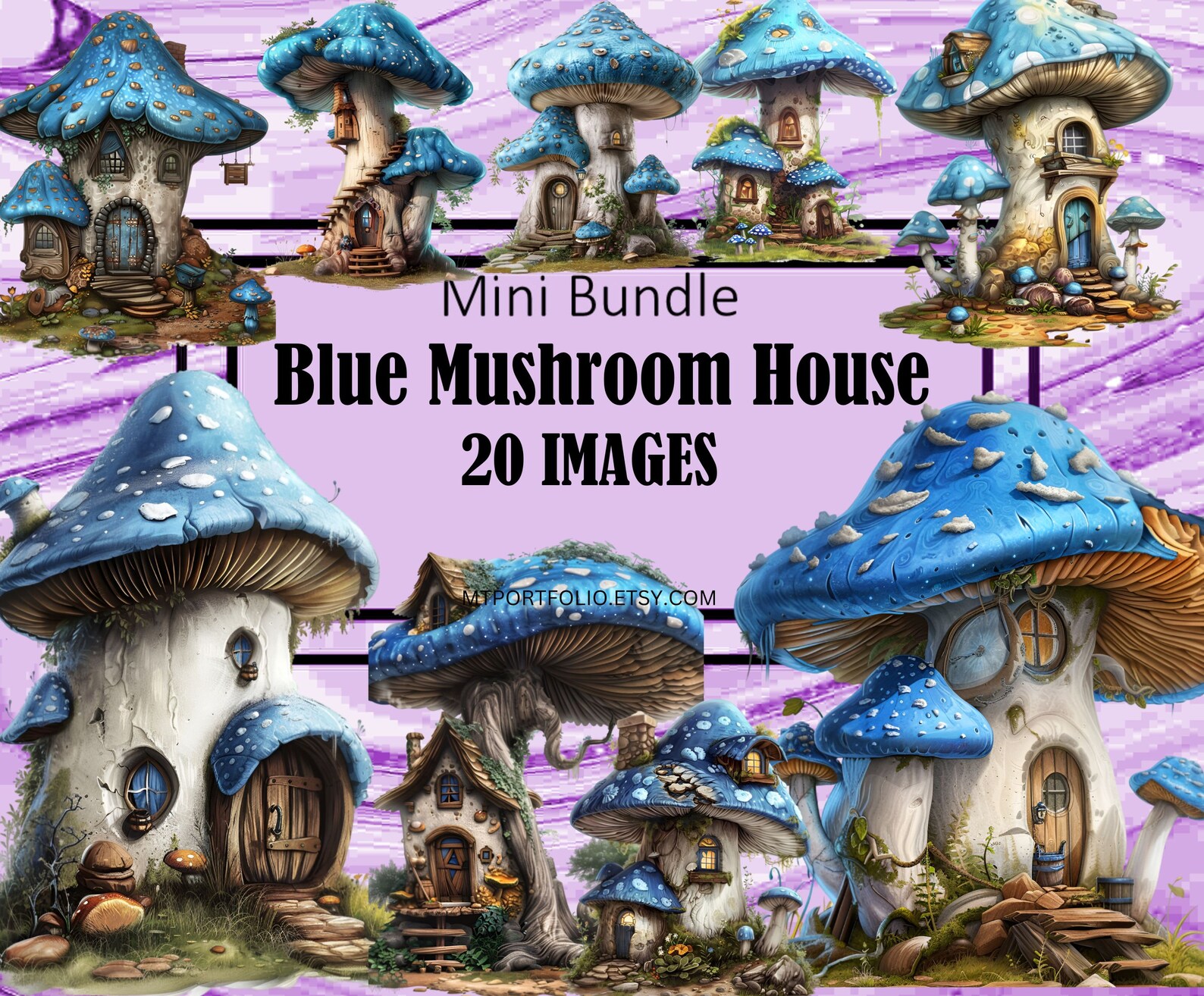 Mushroom House Clipart Blue Mushroom House Fairytale Fantasy House ...