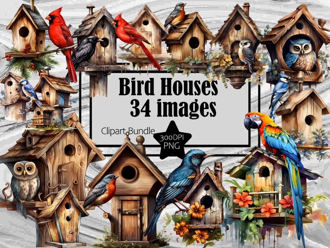 Rustic Birdhouse PNG Wood Birdhouse Sublimation Art Clipart Bundle - Etsy
