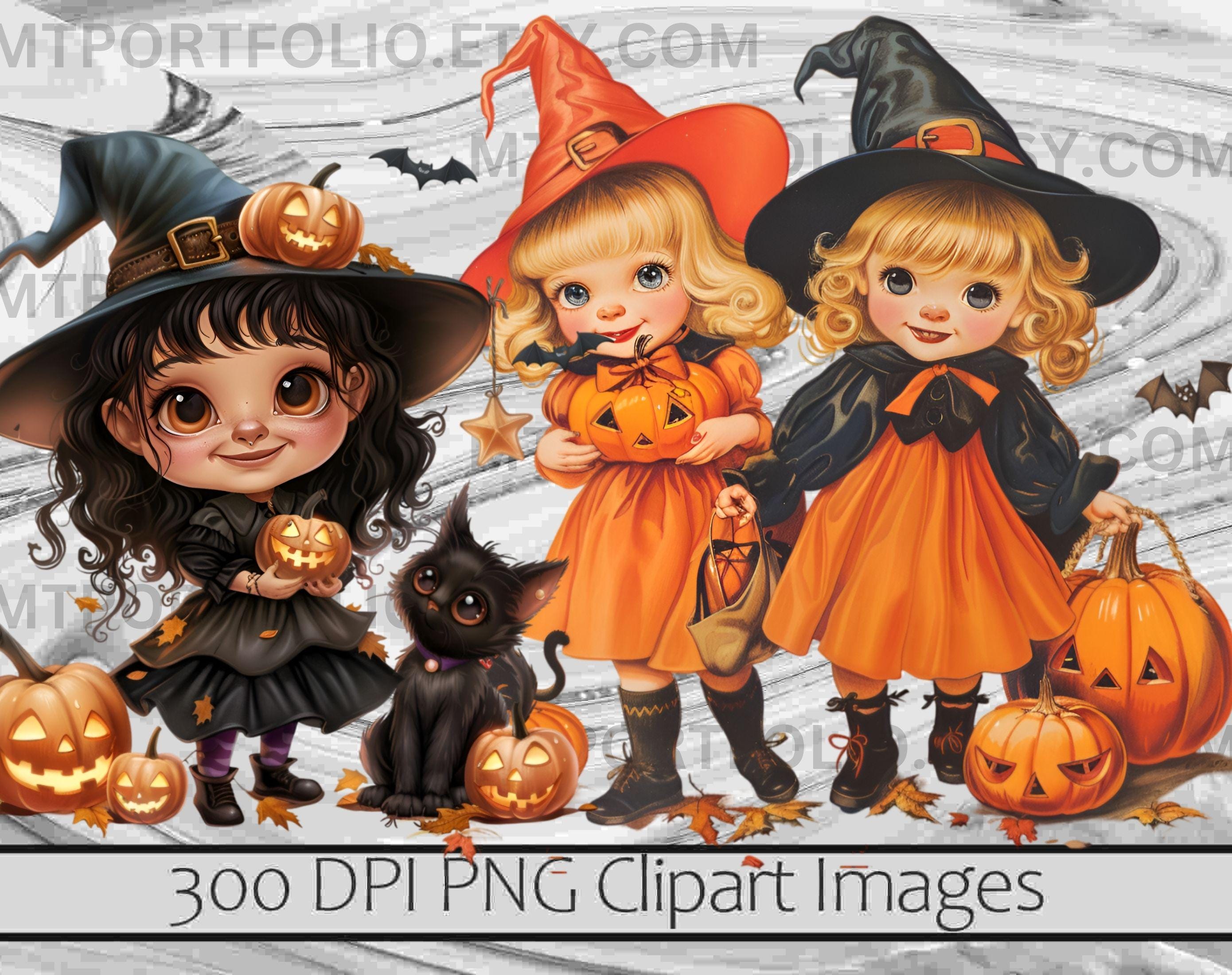 Little Witch Clipart Cute Witches PNG Anime Witches Bundle PNG Graphics ...