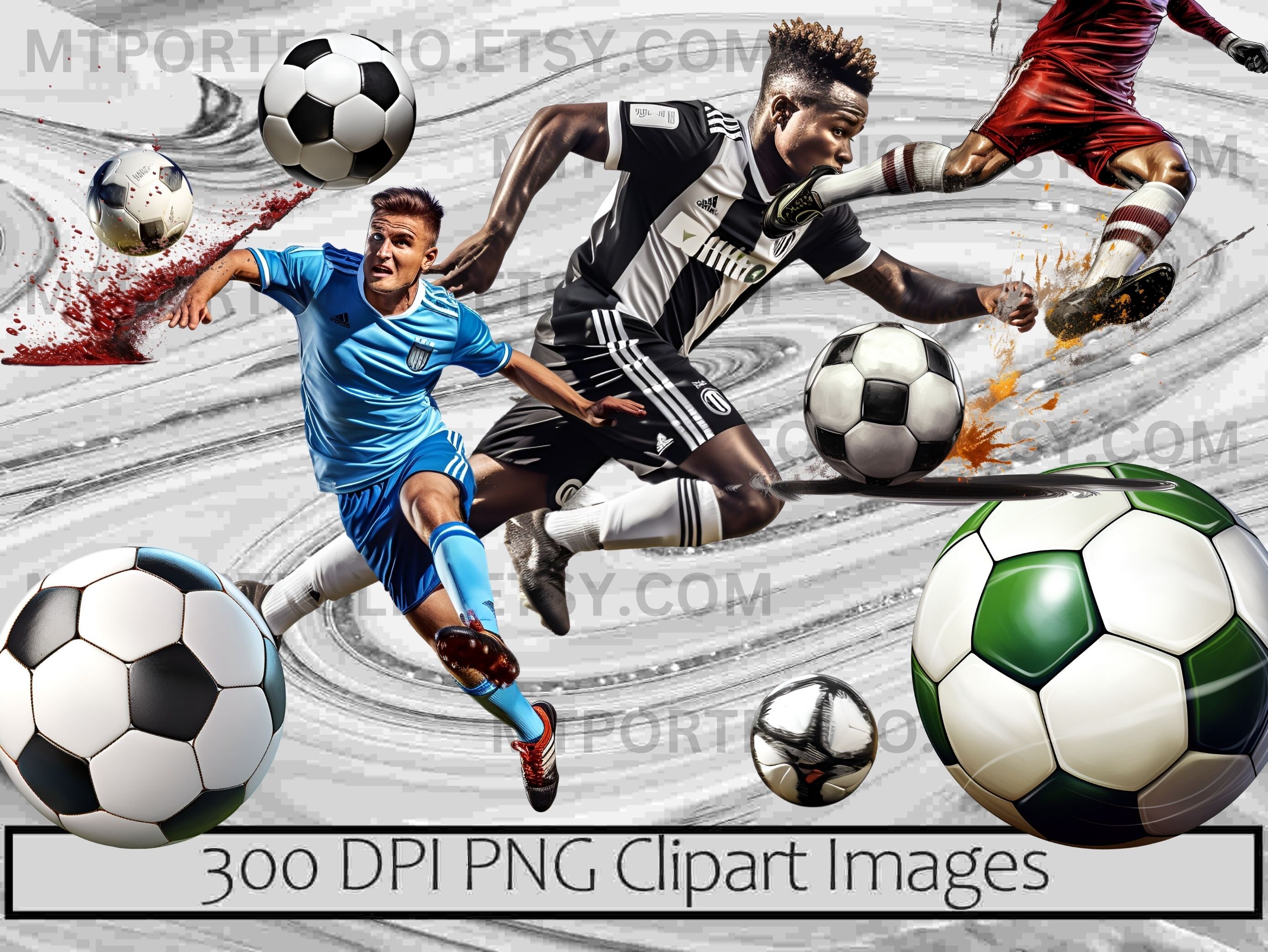 Football PNG Soccer Clipart Bundle Soccer Ball Graphic Transparent ...