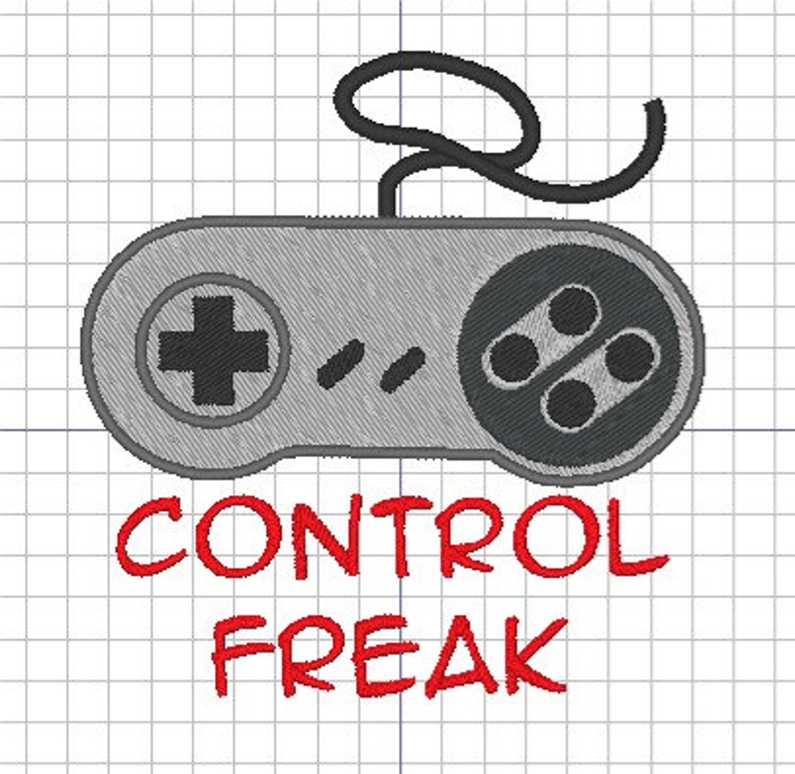 Control Freak Retro Gamer Embroidery Design Pattern 4 Inches | Etsy