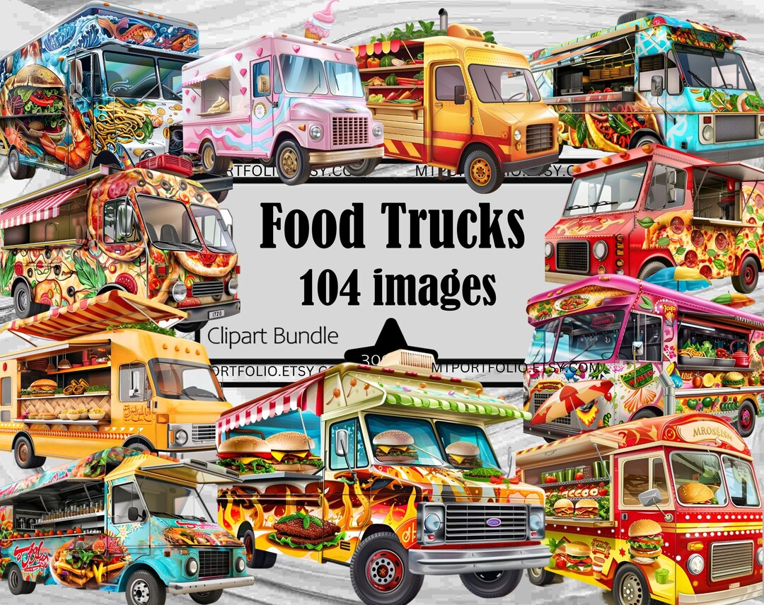 Food Trucks Clipart Street Food PNG Mobile Kitchen Menu Bundle PNG ...
