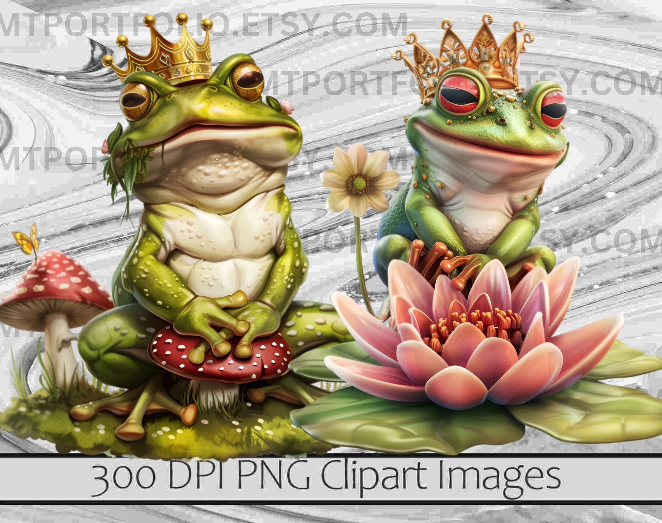 Frog Prince Clipart Royal Frog PNG Bundle Royal Crown Graphics PNG ...