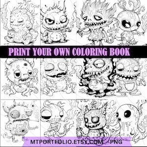 Smoking Chibi Monsters 53 Coloring Pages for Adults Marijuana Monster ...