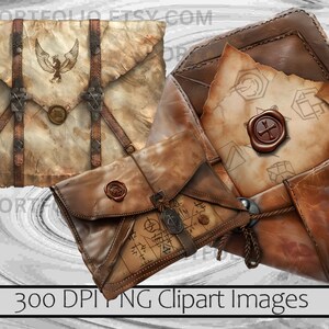 Leather Envelope Clipart Parchment PNG Bundle Medieval Graphics ...