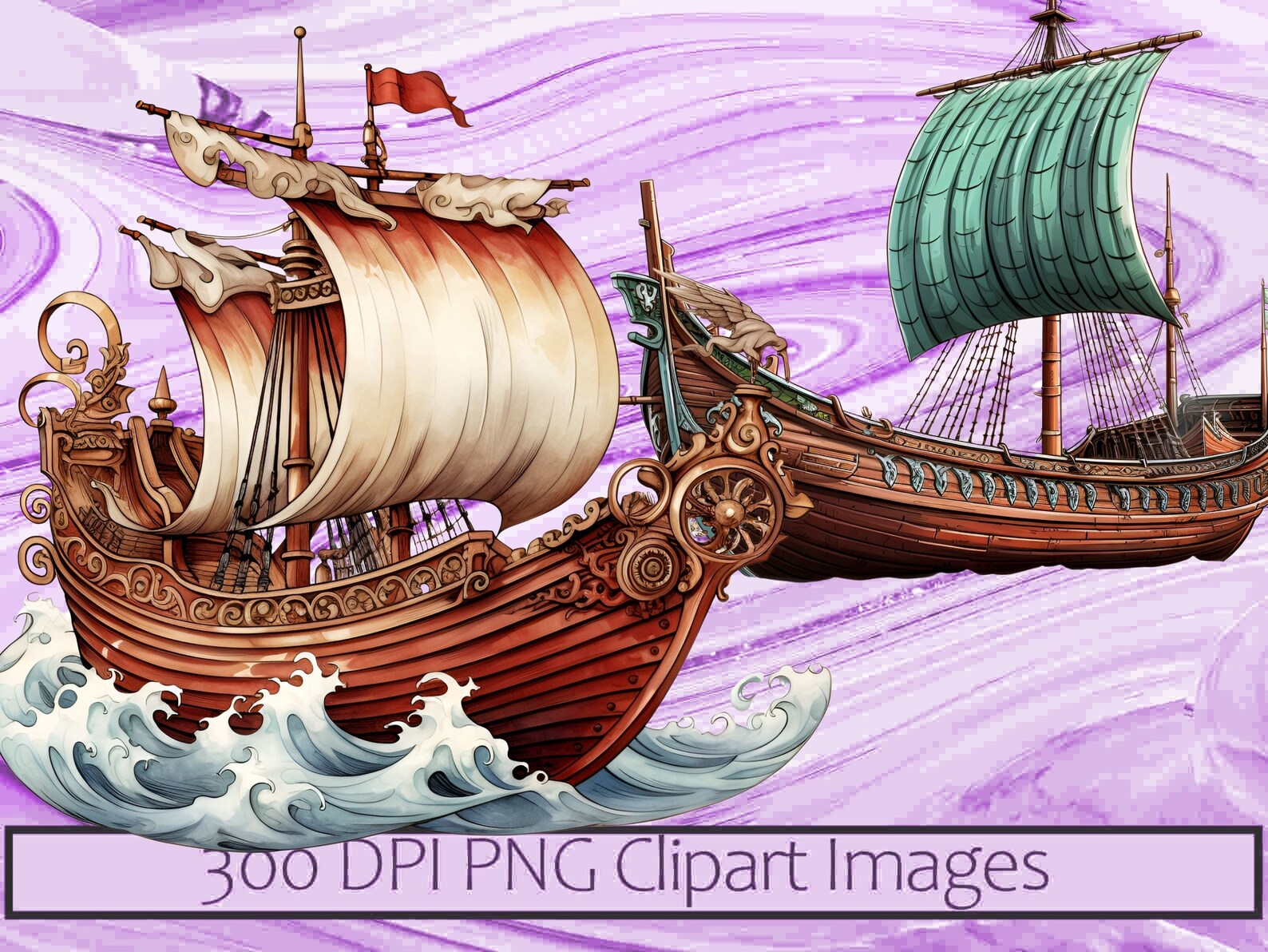 Norse Viking Ships PNG Illustraions Batr Longship Boat Graphics ...