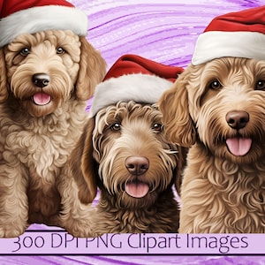 Labradoodle Doodle Red Santa Hat Christmas Graphics Dog Mom Art ...