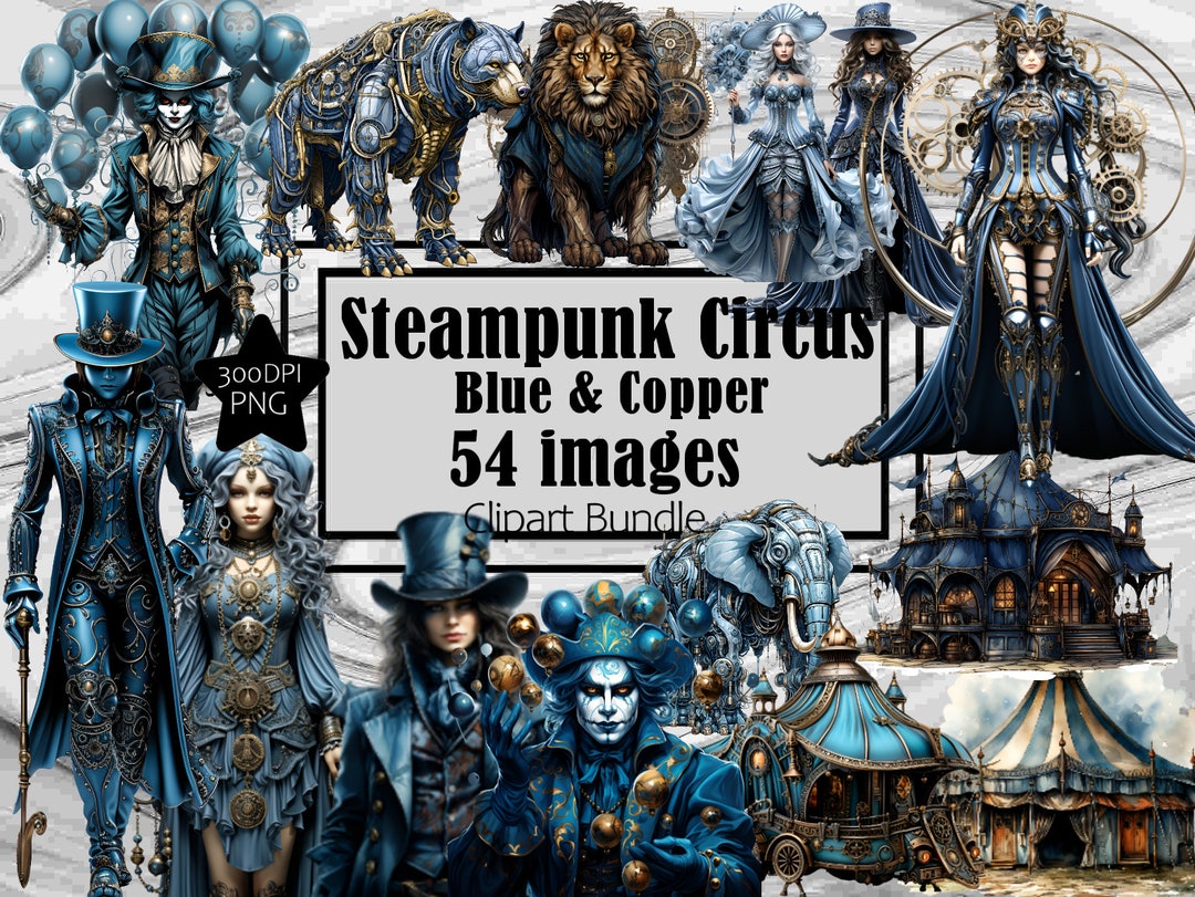 Blue Steampunk Circus Graphics Transparent Commercial License Incl ...