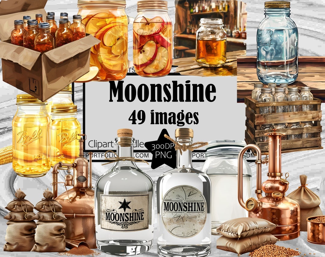 Moonshine Clipart Bundle Alcohol Drinks PNG Graphics Bootleg Booze ...