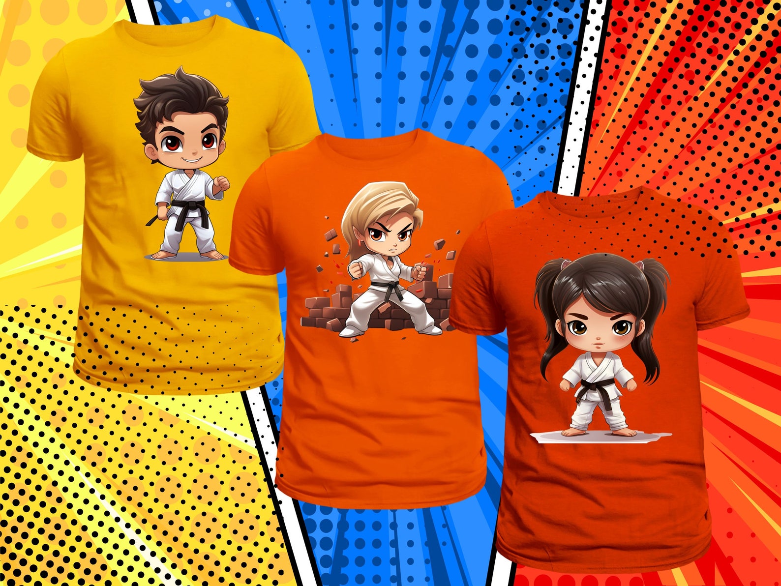 Chibi Karate Clipart Martial Arts PNG Digital Download Black Belt Gi ...