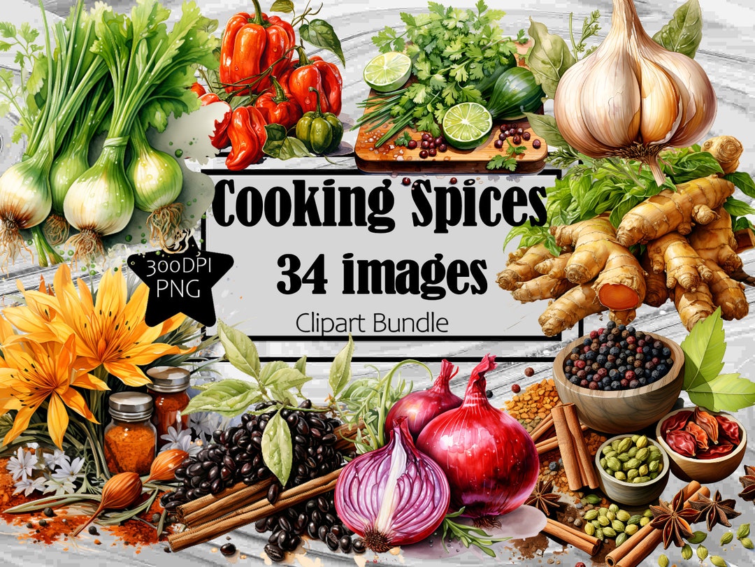 Spices and Herbs Clipart Cooking Food Foodie Chef Kitchen Graphics ...
