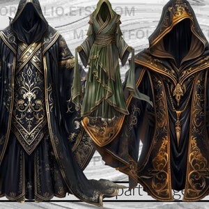 Wizard Robes Clipart Magic Cloak PNG Cosplay Robe Clipart Digital ...