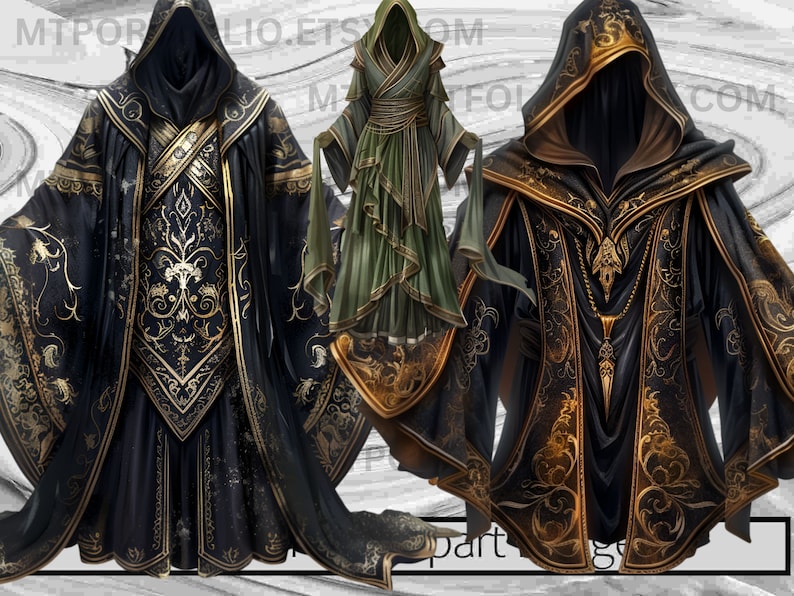 Wizard Robes Clipart Magic Cloak PNG Cosplay Robe Clipart Digital ...
