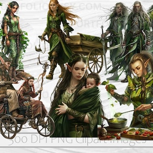 Elf Town People Clipart Elven Magic PNG Elf Cleric Graphic Image ...