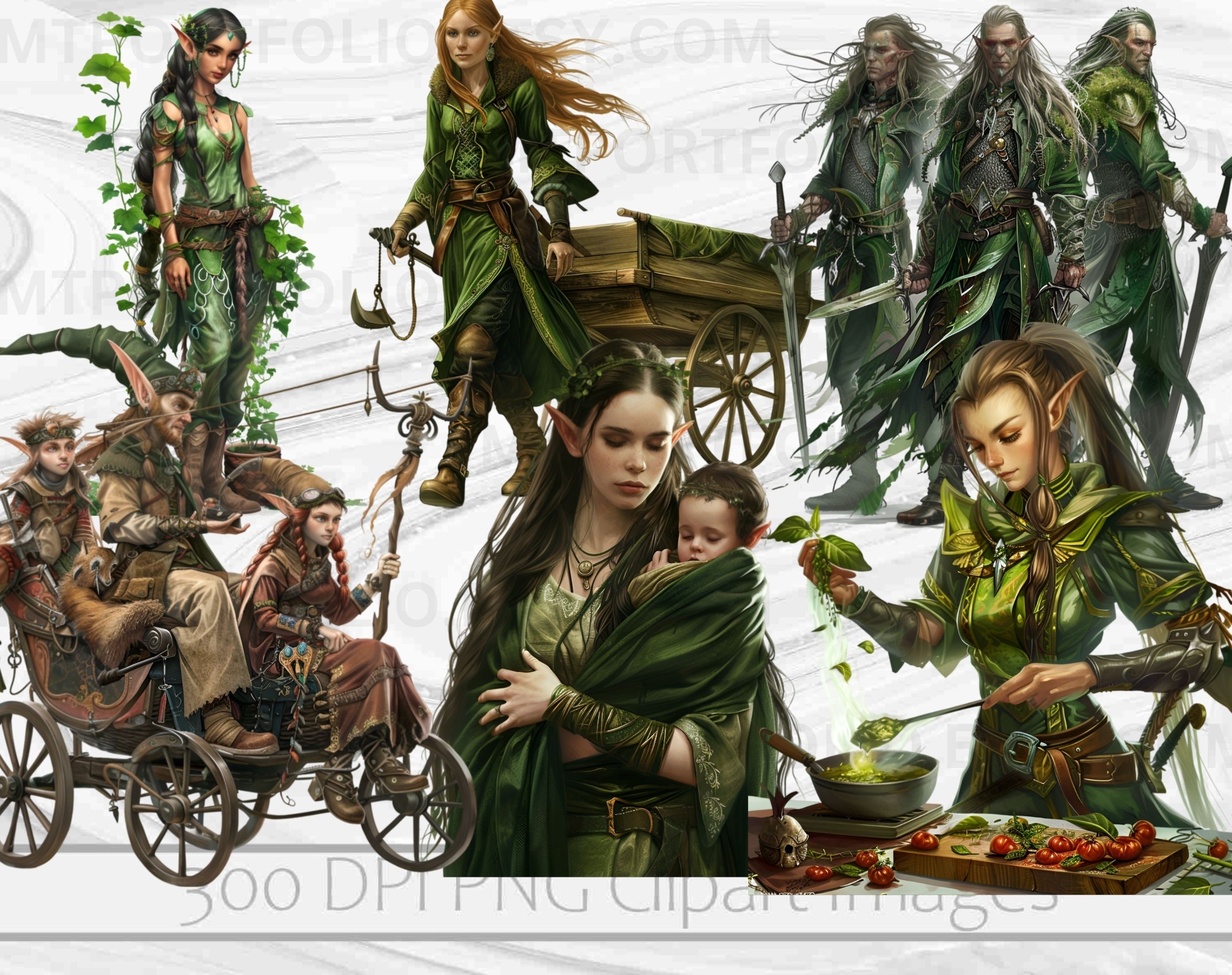 Elf Town People Clipart Elven Magic PNG Elf Cleric Graphic Image ...