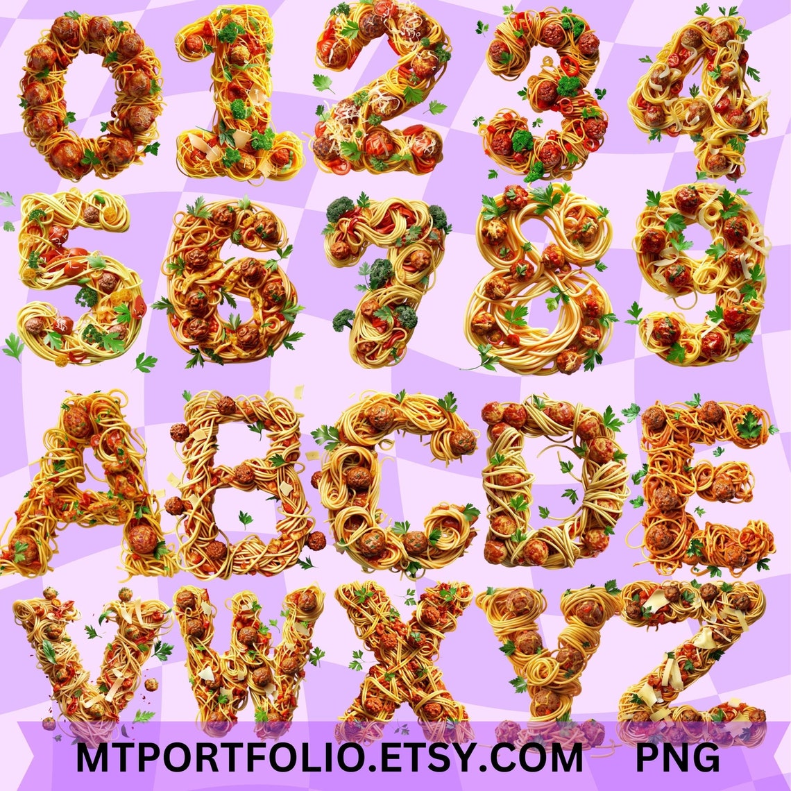 Spaghetti Alphabet PNG Pasta Menu Individual Letters Numbers Clipart ...