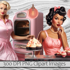 Retro 50s Housewife Trad Wife Vintage Pink Graphics Transparent ...