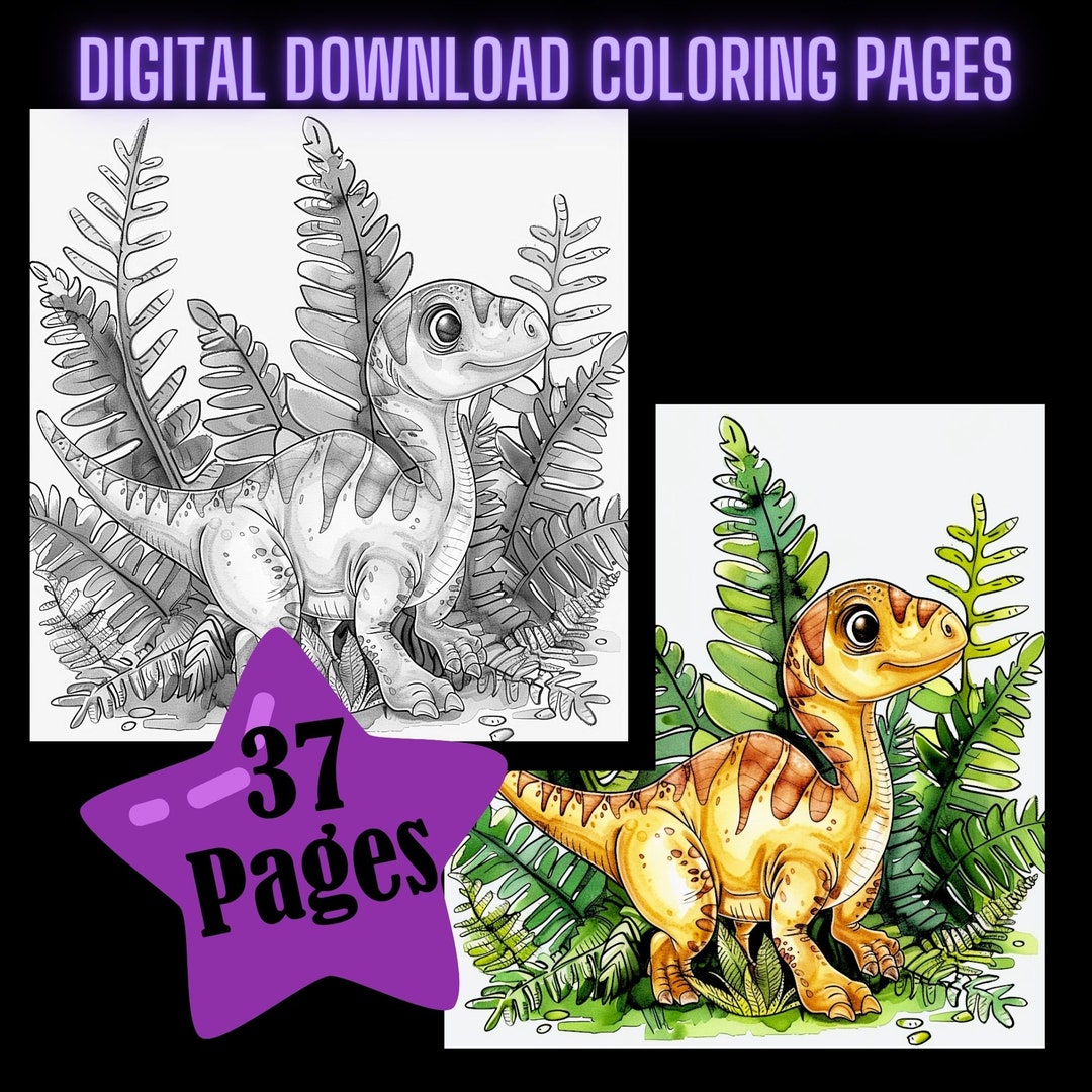 Baby Dinosaurs Coloring Book - 35+ Adult Coloring Pages -cute Dinosaur ...