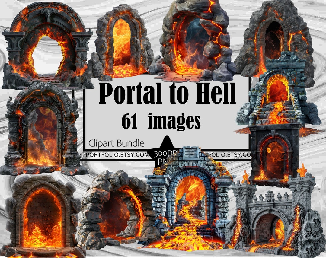 Portal to Hell Clipart Gates of Hell PNG Underworld Clipart Bundle ...
