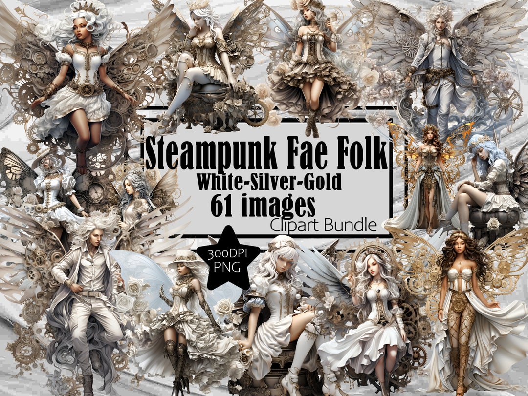 Steampunk White Fairy Fae Graphics Transparent Commercial License Incl ...