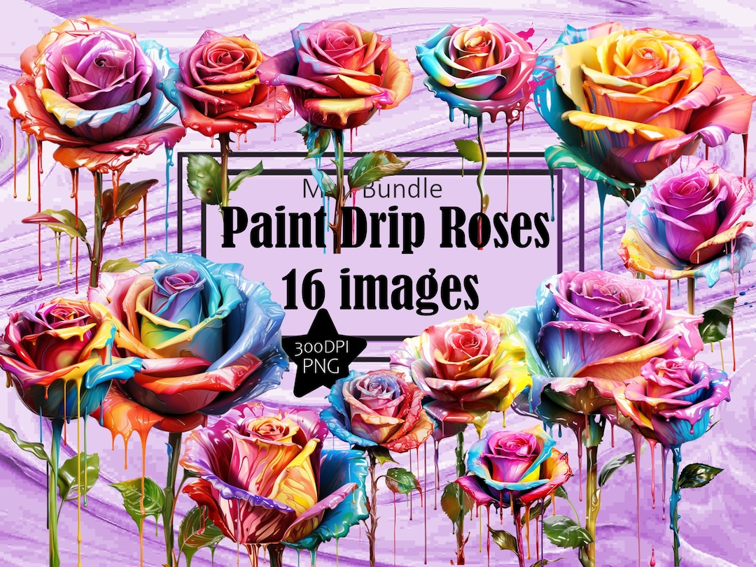 Painted Rainbow Roses Dripping Paint Artist Realism Flowers Art ...