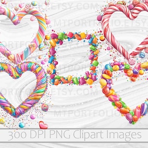 Candy Frame Clipart Rainbow Candy Frame Heart Border PNG Bundle ...