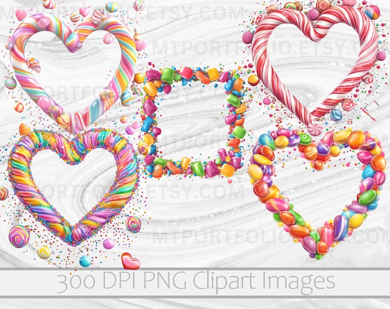 Candy Frame Clipart Rainbow Candy Frame Heart Border PNG Bundle ...