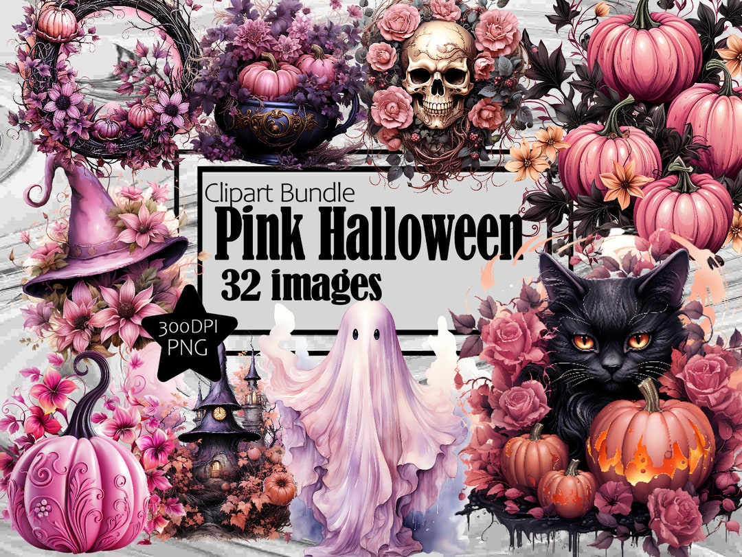 Pink Halloween Graphics Transparent Halloween PNG Tumbler Clipart ...