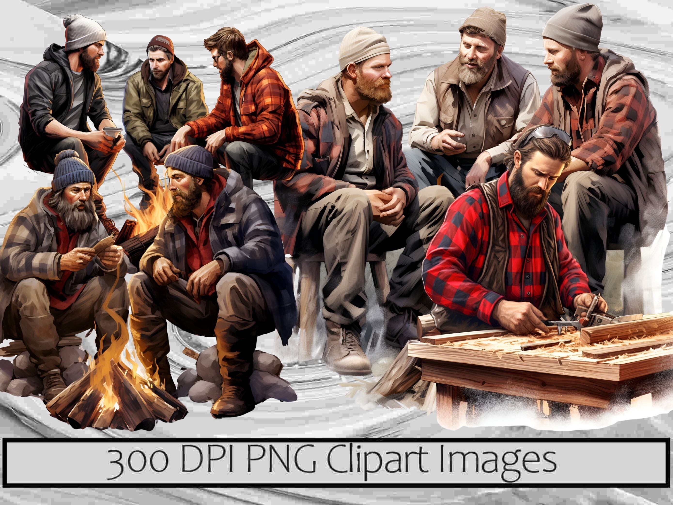 Lumberjack Clipart Logger PNG Red Plaid Graphics PNG Clipart Bundle ...