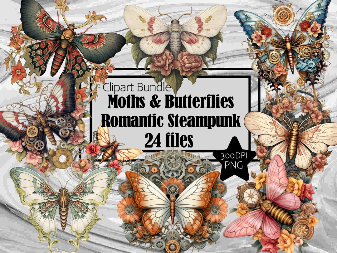 Romantic Steampunk Moth Cottagecore Shappy Chic Graphics Transparent ...