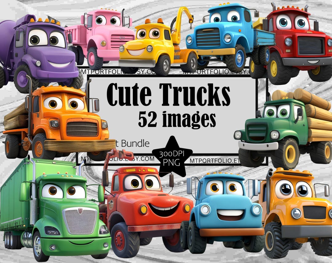 Cute Truck Clipart Cartoon Truck PNG Graphics Anime Truck Child Wall ...