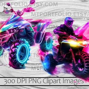 Neon ATV Clipart Neon Dirtbike PNG Quad Bike Bundle Motocross PNG Retro ...