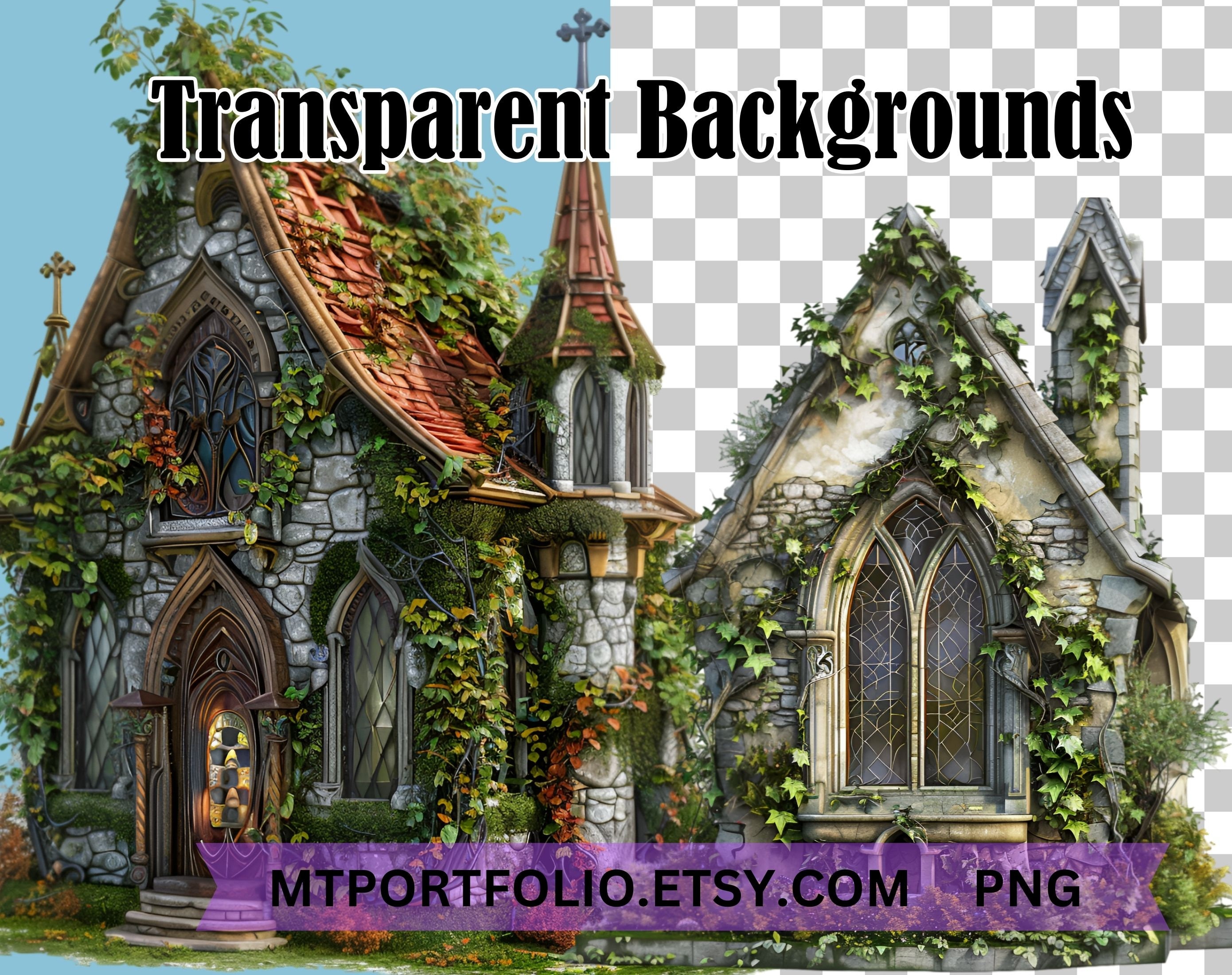 Church Clipart Fantasy Church PNG Bundle Medieval Cottage Graphics ...