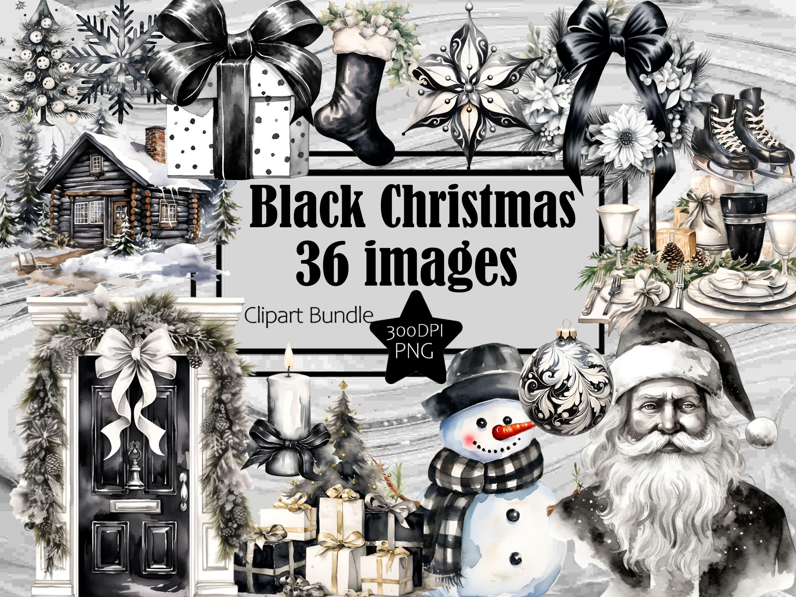 Christmas Party Clipart Black And White