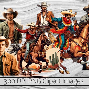Wild West Cowboy Clipart Cowboy Sublimation PNG Bundle Cowboys Wrap ...