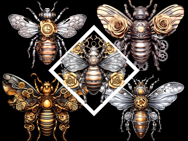 Steampunk Bees PNG Graphics Transparent Commercial Use ~digital ...