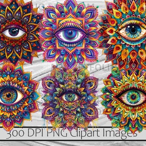 Mandala Eye Clipart Spiritual Eye PNG Bundle PNG Graphics Transparent ...