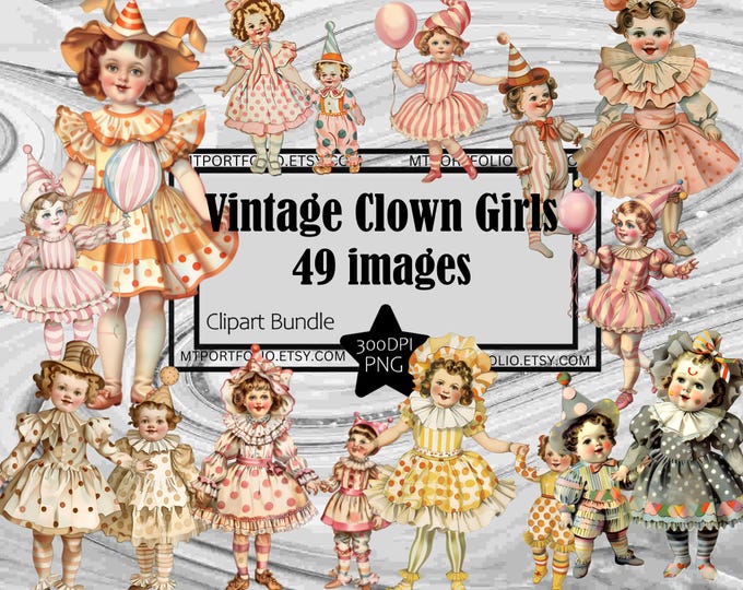 Watercolor Cute Clown Clipart, Adorable Clown PNG Bundle, Children ...